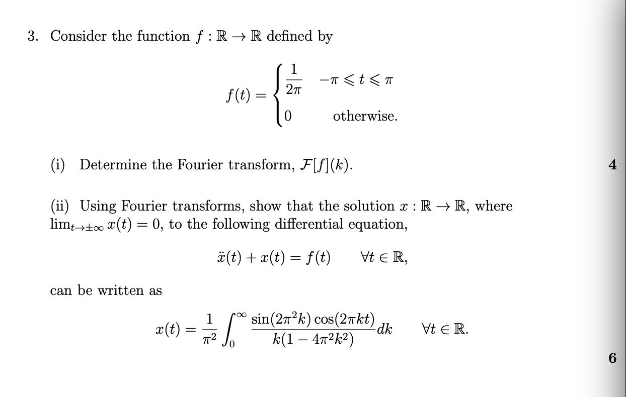 Solved 3. Consider the function f:R + R defined by 1 -A | Chegg.com