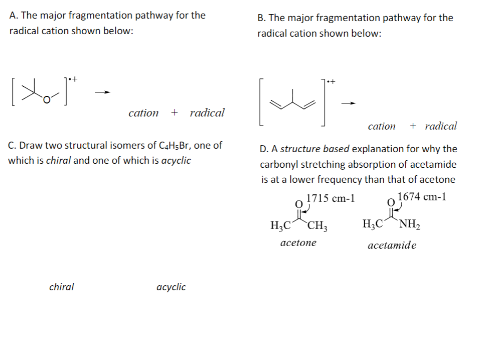 Solved A. The major fragmentation pathway for the radical | Chegg.com