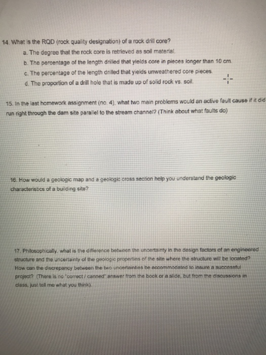 Solved 14. What is the RQD (rock quality designation) of a | Chegg.com