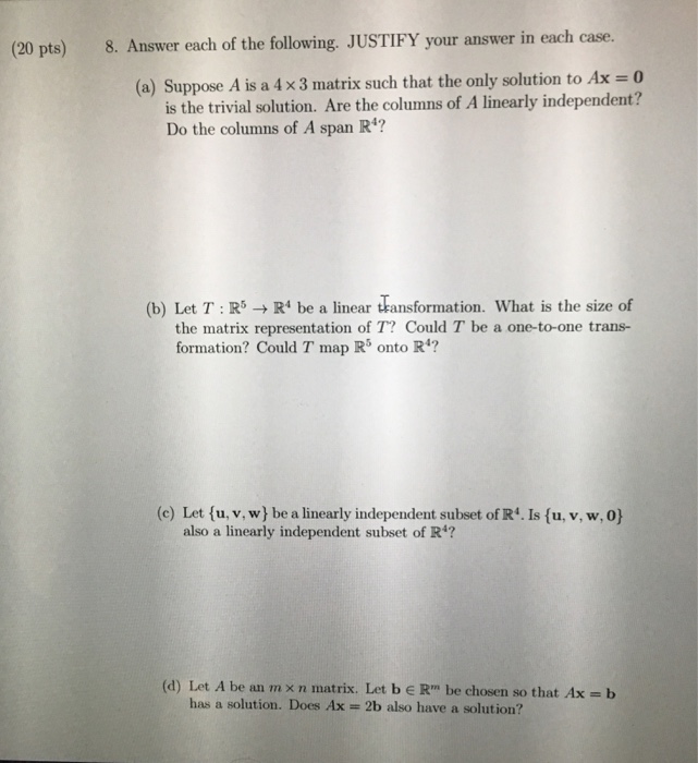 Solved (a) Suppose A is a 4 times 3 matrix such that the | Chegg.com