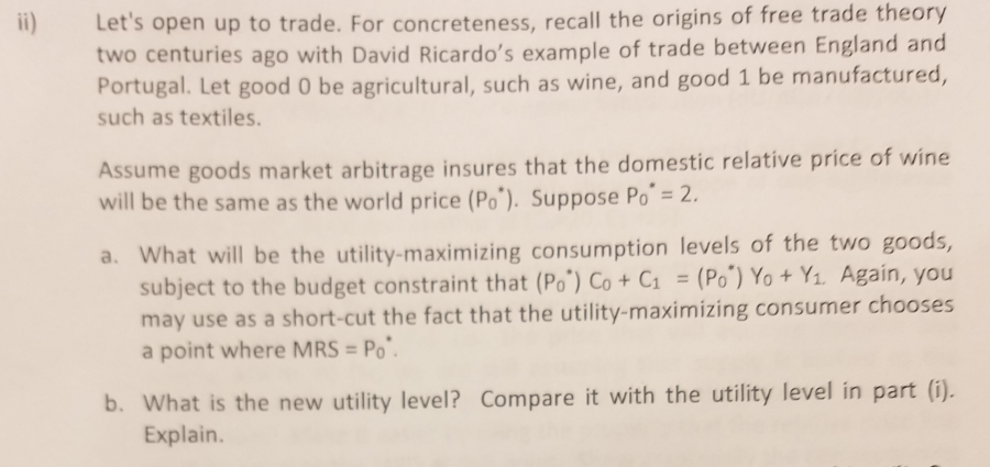Solved This problem set concerns gains from intertemporal | Chegg.com