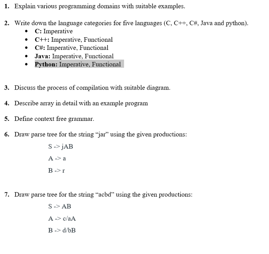 Solved Explain various programming domains with suitable | Chegg.com