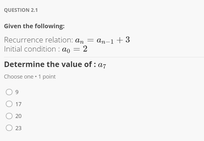 Solved QUESTION 2.1 Given the following: Recurrence | Chegg.com