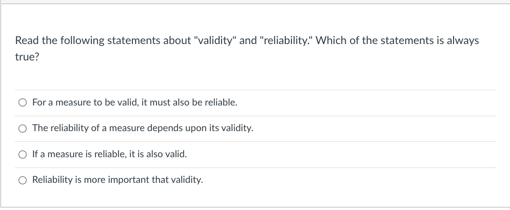 Solved Read the following statements about "validity" and | Chegg.com