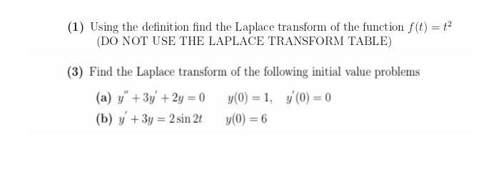Solved Using the definition find the Laplace transform of | Chegg.com