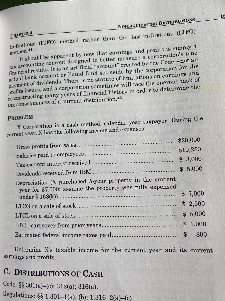 Solved 16 NONLIQUIDATING DISTRIBUTIONS CHAPTER 4 | Chegg.com