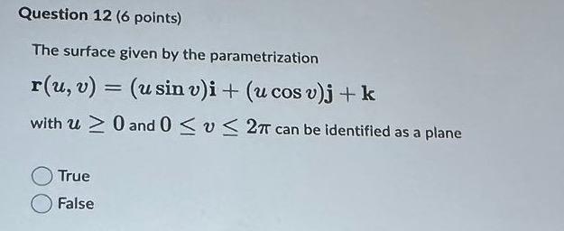 Solved The surface given by the parametrization | Chegg.com