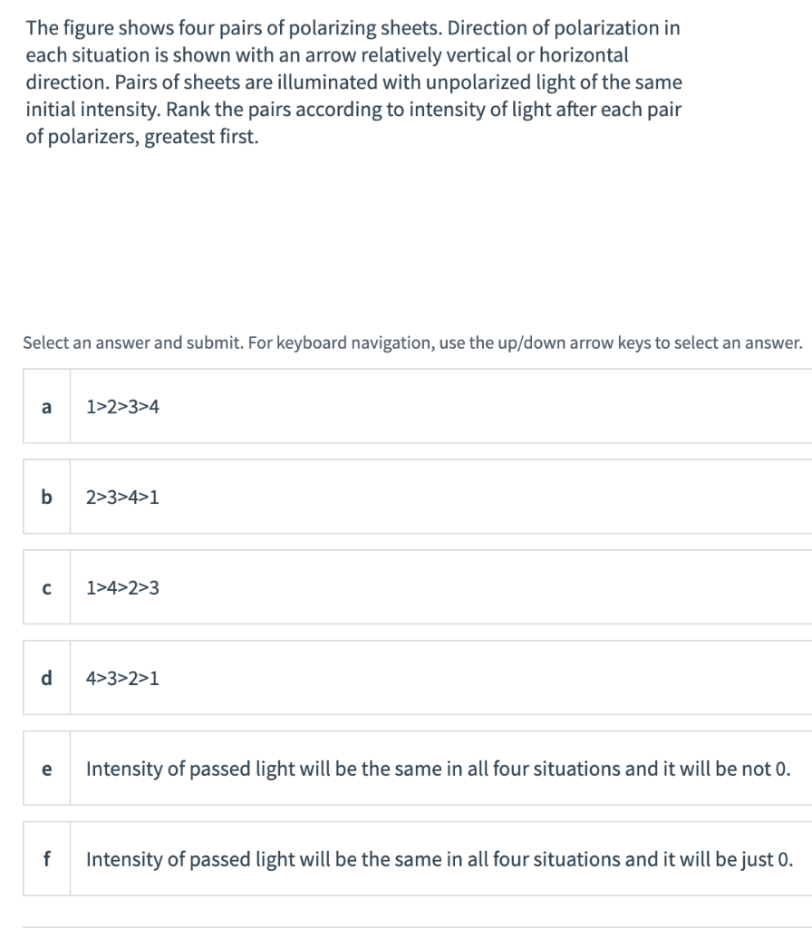 Solved The figure shows four pairs of polarizing sheets. | Chegg.com