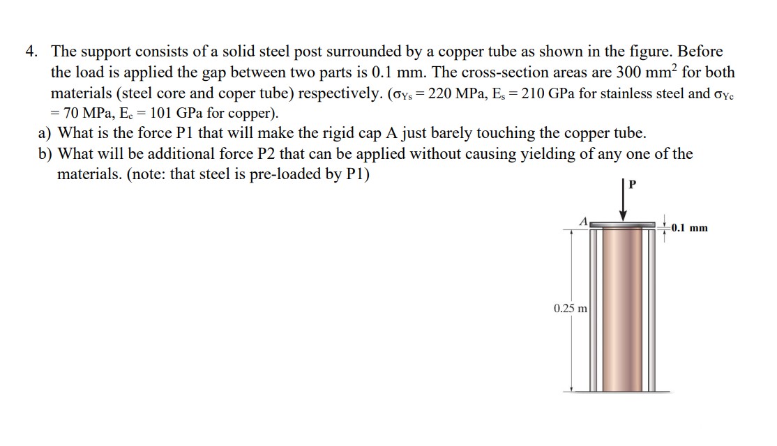 Solved 4. The support consists of a solid steel post | Chegg.com