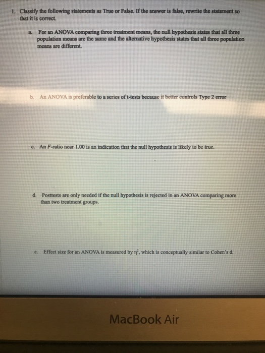 Solved Classify the following statements as True or False. | Chegg.com