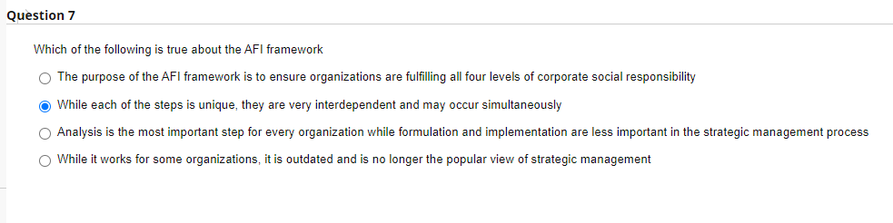 Solved Which of the following is true about the AFI | Chegg.com