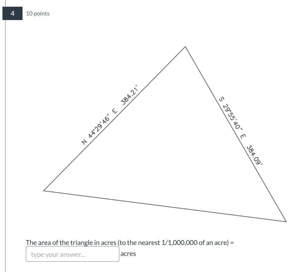 Solved The area of the triangle in acres (to the nearest | Chegg.com