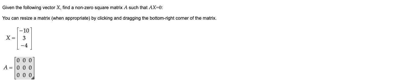 Solved Given the following vector X, find a non-zero square | Chegg.com