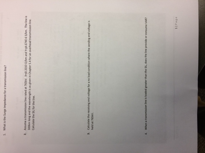 Solved What is the Surge Impedance for a transmission line? | Chegg.com