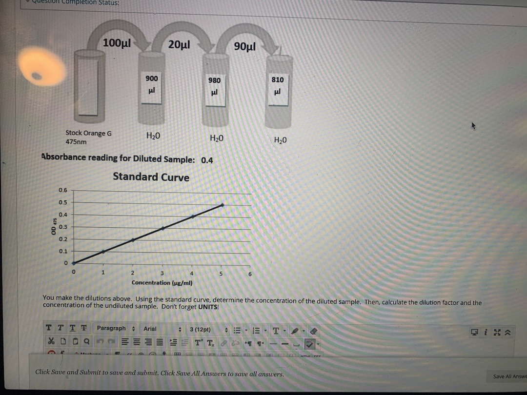 Solved yusun completion Status: 100ul 20ul 90ul 900 980 H20 | Chegg.com