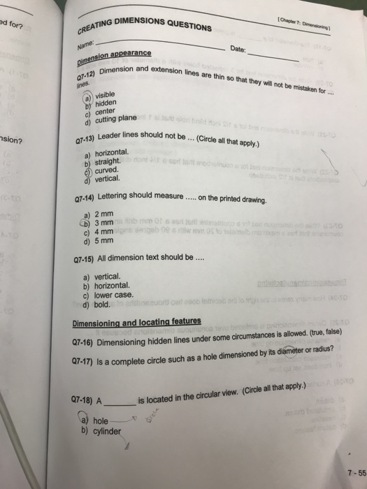 Solved [ Chapter 7: Dimensioning in the circular view. | Chegg.com