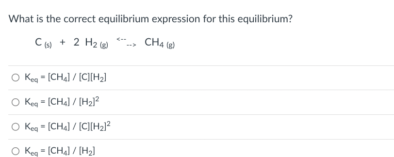 Solved What is the correct equilibrium expression for this | Chegg.com