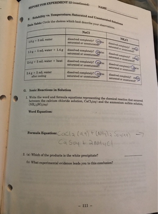 Solved EXPERIMENT 12 (eontinued) REPORT v. Temperatures | Chegg.com