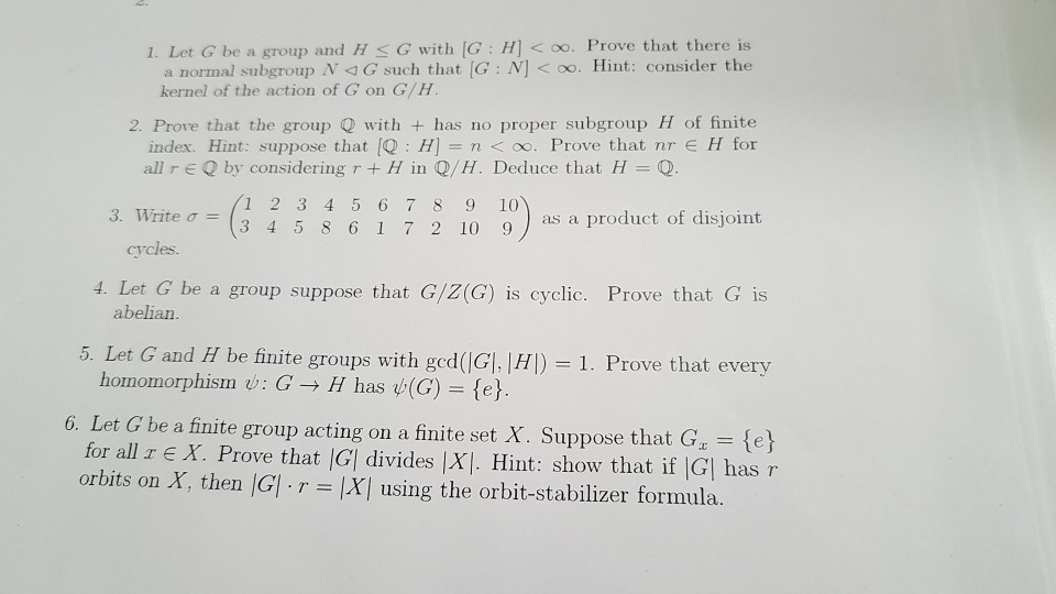 Solved 1 Let G Be A Group And H