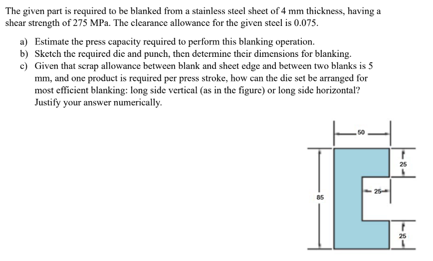 Solved The given part is required to be blanked from a | Chegg.com