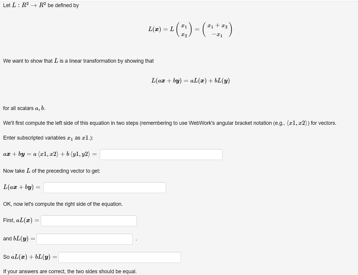 Solved Let L:R2→R2 be defined by L(x)=L(x1x2)=(x1+x2−x1) We | Chegg.com