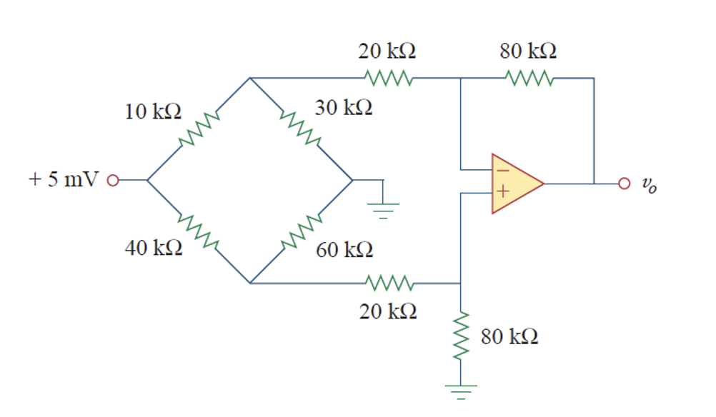 Solved The figure shows a differential amplifier driven by a | Chegg.com