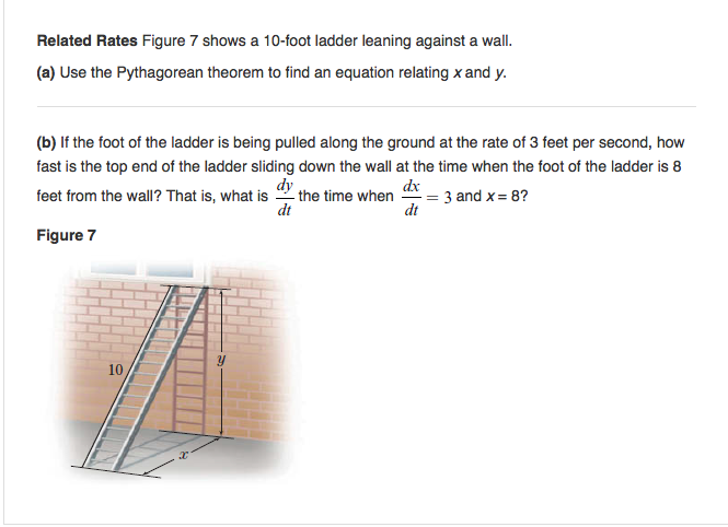 Solved Related Rates Figure 7 shows a 10-foot ladder leaning | Chegg.com