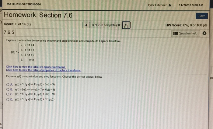 Solved MATH-238-SECTION-004 Tyler Hitchner&11/26/18 9:08 | Chegg.com