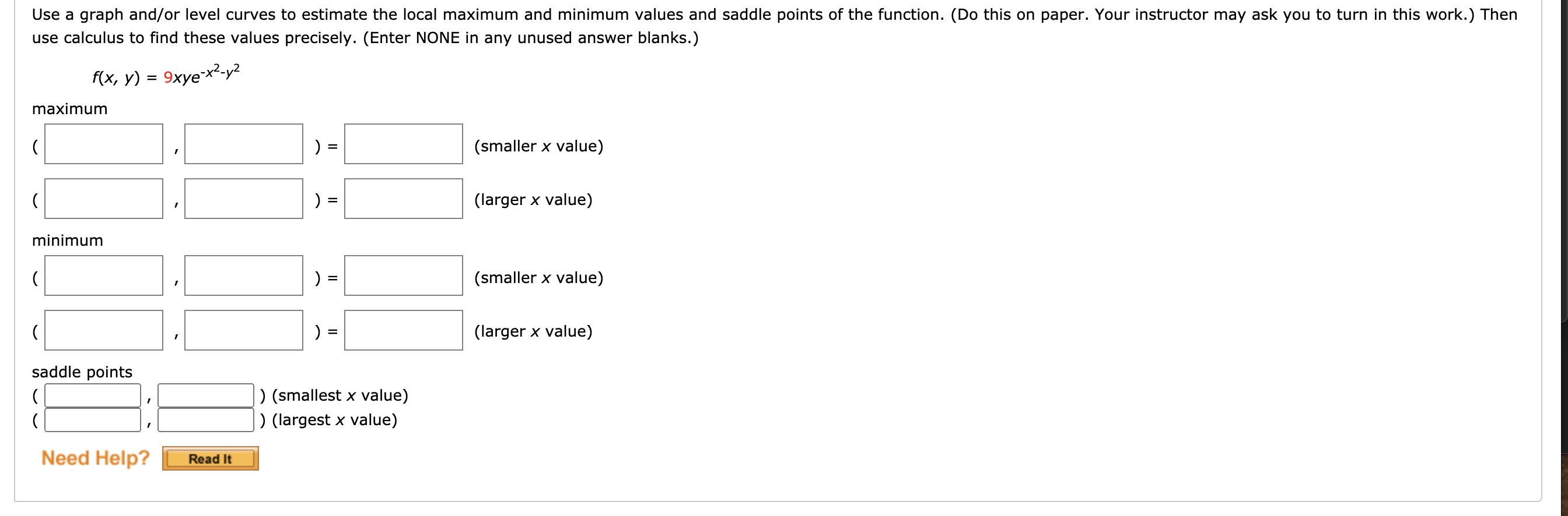 Solved Use a graph and/or level curves to estimate the local | Chegg.com