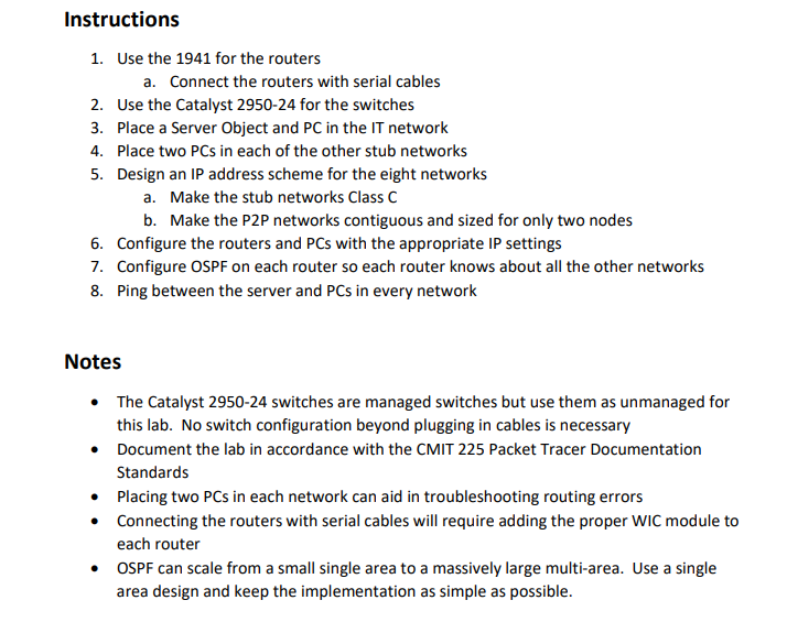Solved Packet Tracer Lab - OSPF Topology Objectives - | Chegg.com