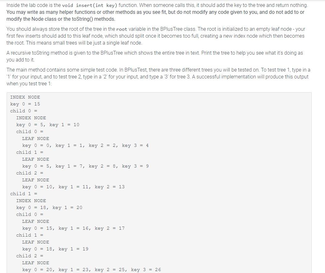 Need Help in Java, Thanks. (Just do the insert | Chegg.com