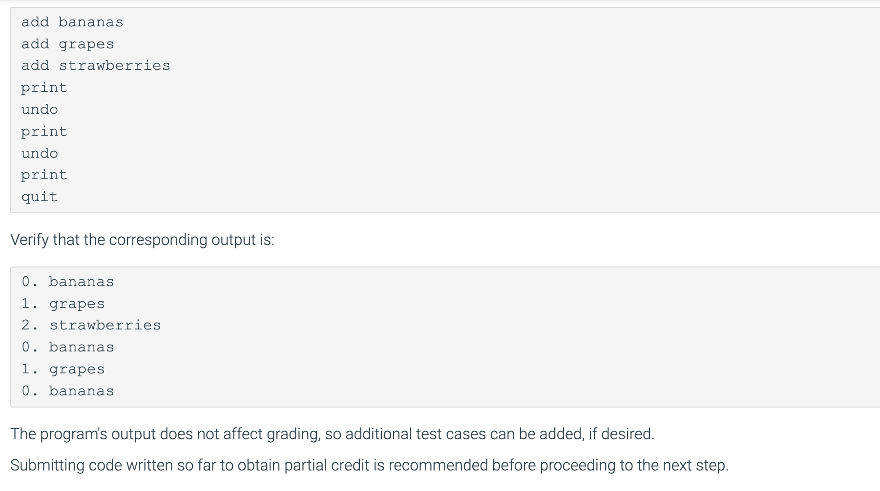 Solved In this lab a grocery list editor with undo | Chegg.com