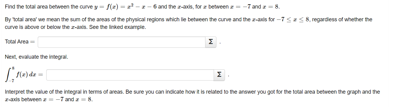 Solved Find the total area between the curve y = f(x) = x2 – | Chegg.com