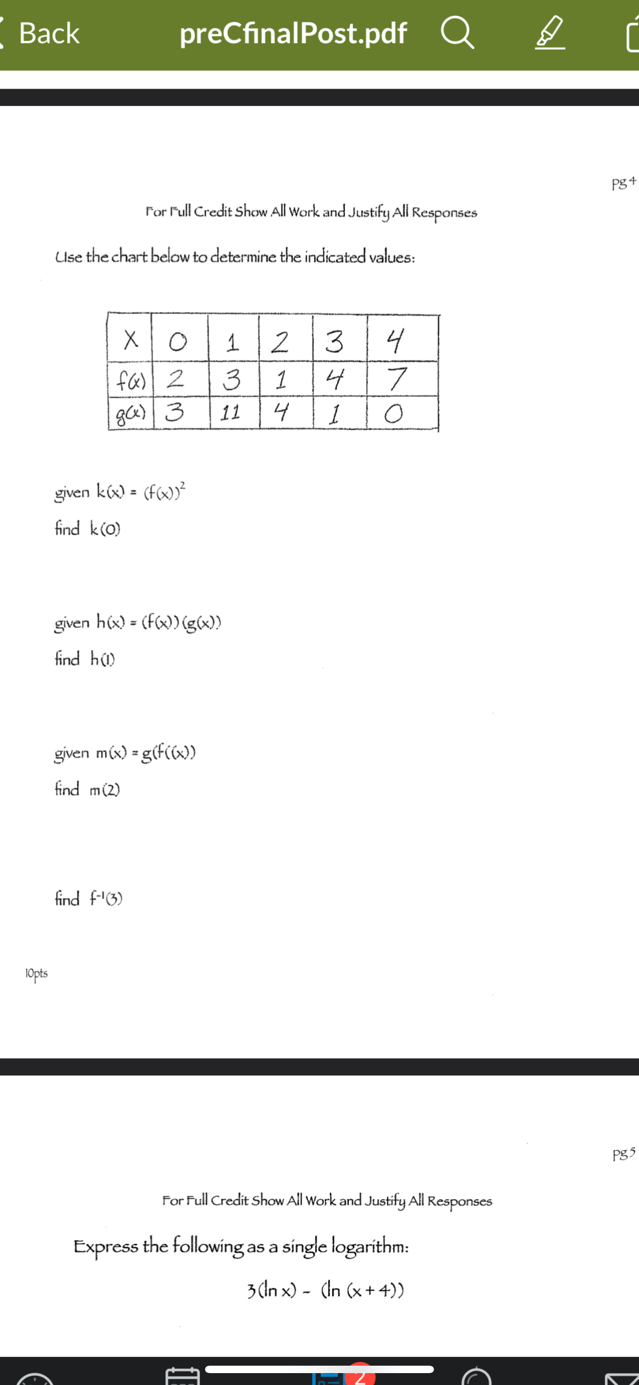 Solved For Full Credit Show All Work and Justify All | Chegg.com