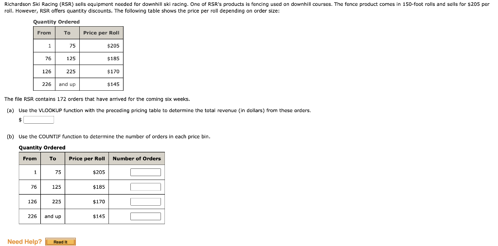 Solved Richardson Ski Racing (RSR) sells equipment needed | Chegg.com