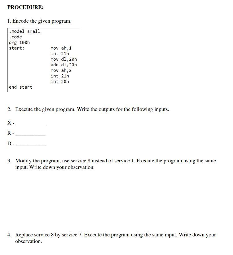 Solved Use DosBox and TASM ONLY. Can someone help! Please | Chegg.com