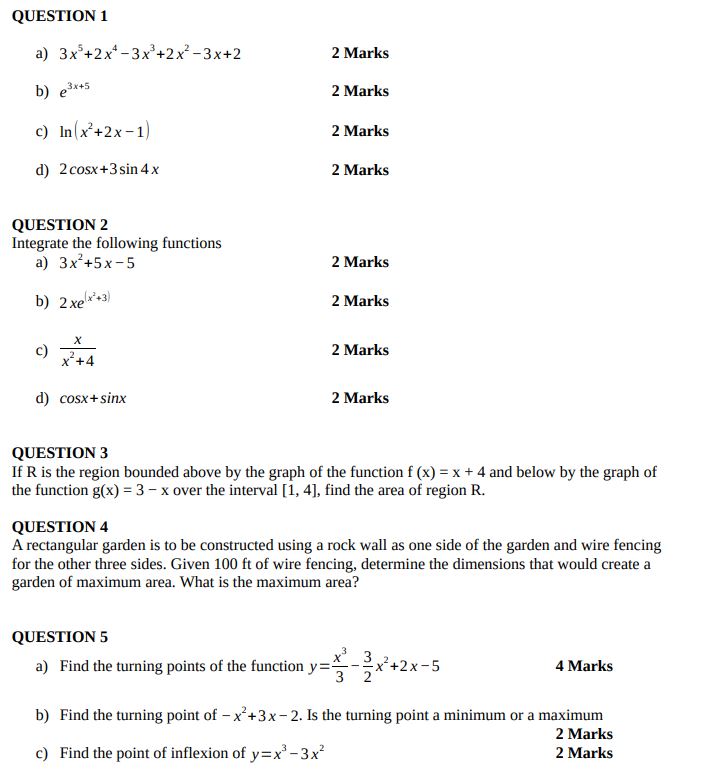 QUESTION 1a) 3x5+2x4-3x3+2x2-3x+22 ﻿Marksb) e3x+52 | Chegg.com