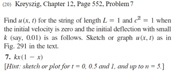 Solved (20) Kreyszig, Chapter 12, Page 552, Problem 7 Find | Chegg.com