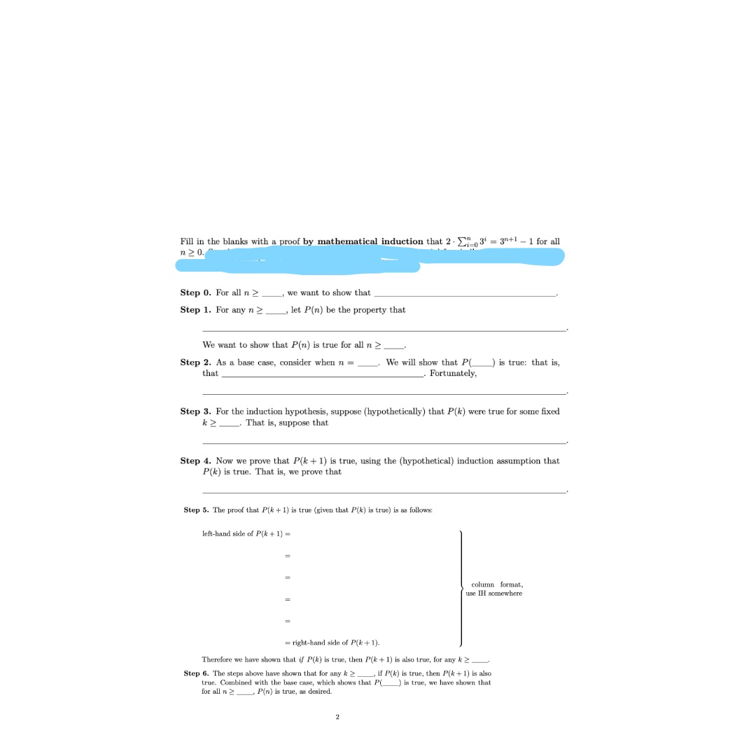 Solved Fill in the blanks with a proof by mathematical | Chegg.com