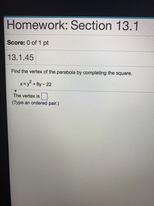 Solved Find the vertex of the parabola by completing the | Chegg.com