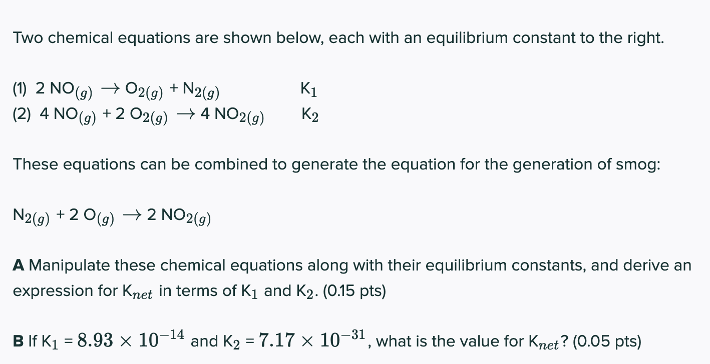 Solved Two chemical equations are shown below, each with an | Chegg.com