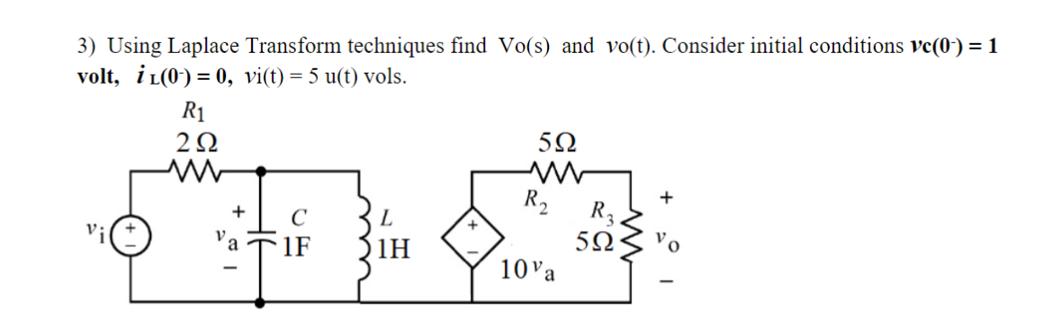 Solved Using Laplace Transform techniques find Vo(s) ﻿and | Chegg.com
