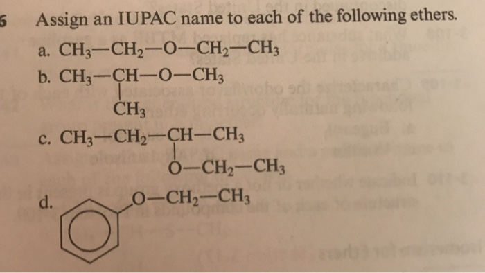 Solved Assign an IUPAC name to each of the following ethers. | Chegg.com