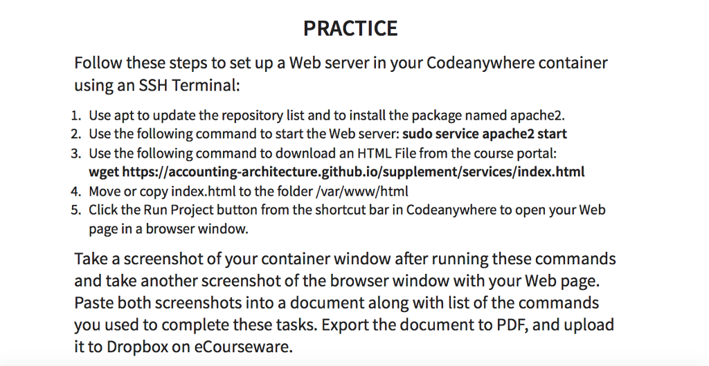 Solved PRACTICE Follow these steps to set up a Web server in | Chegg.com