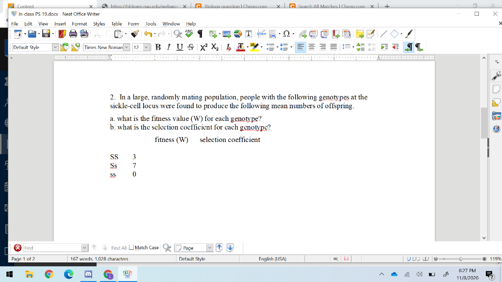 Solved hllos://bblearn nau.edu/webm X C Biolou cuestion. | Chegg.com