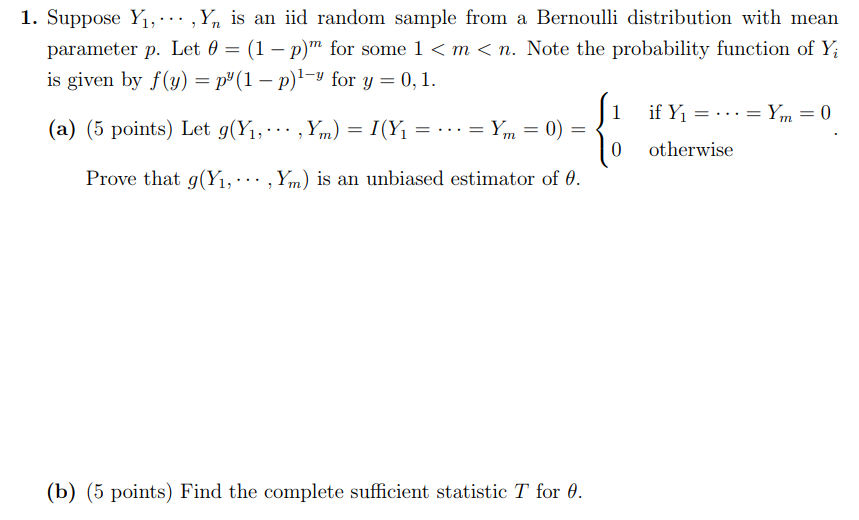 Solved Suppose Y1,cdots,Yn ﻿is an iid random sample from a | Chegg.com