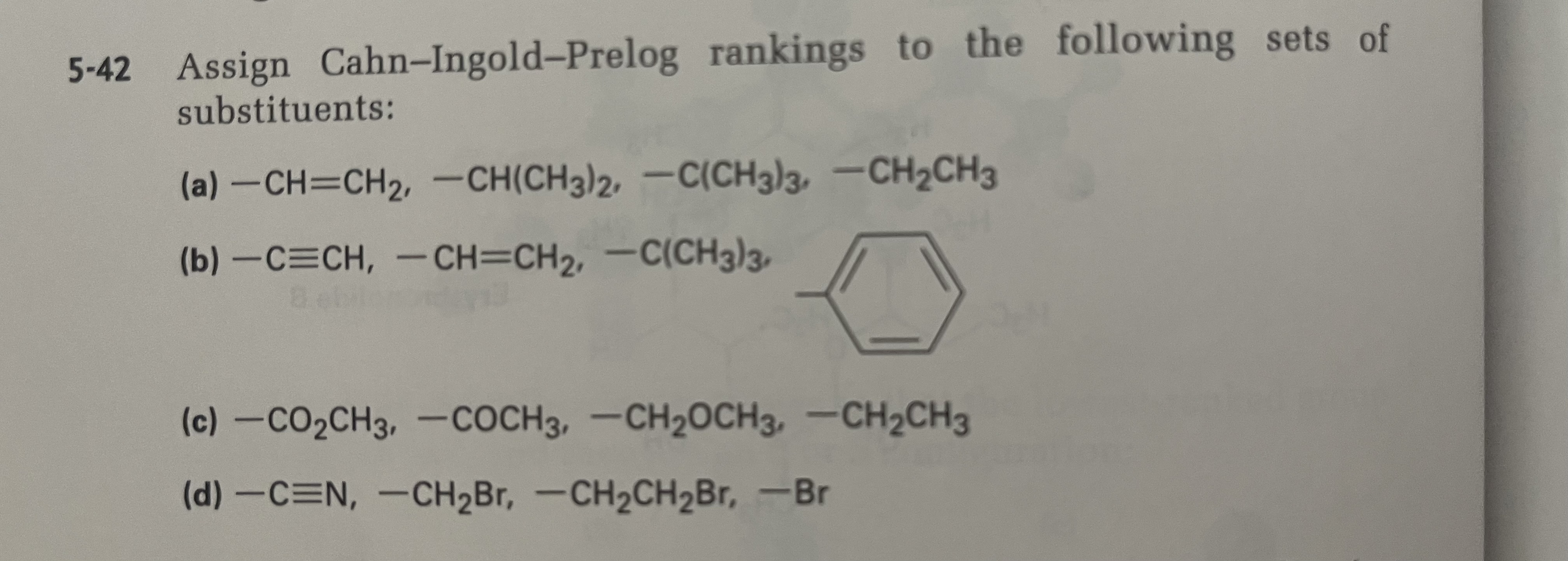 Solved 5-42 ﻿Assign Cahn-Ingold-Prelog rankings to the | Chegg.com