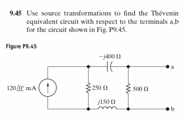 Solved 9.45 Use source transformations to find the Thévenin | Chegg.com