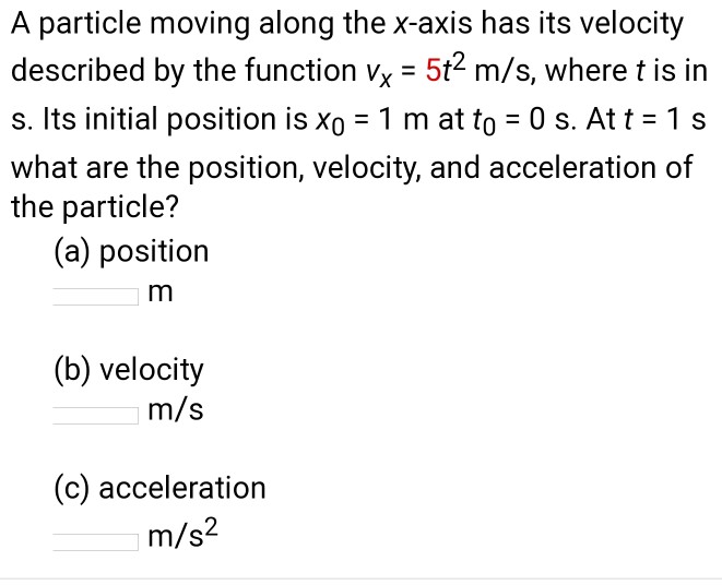 Solved A particle moving along the x-axis has its velocity | Chegg.com