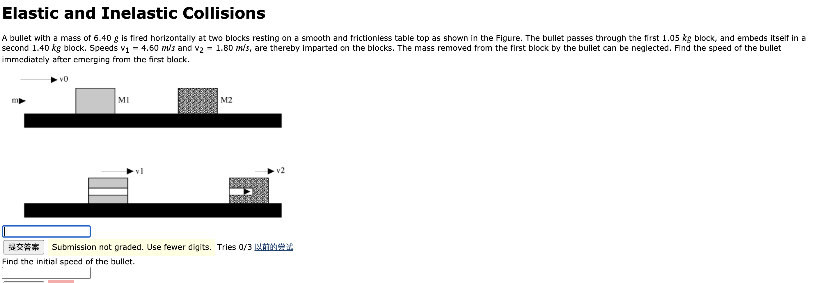Solved Elastic and Inelastic Collisions A bullet with a mass | Chegg.com